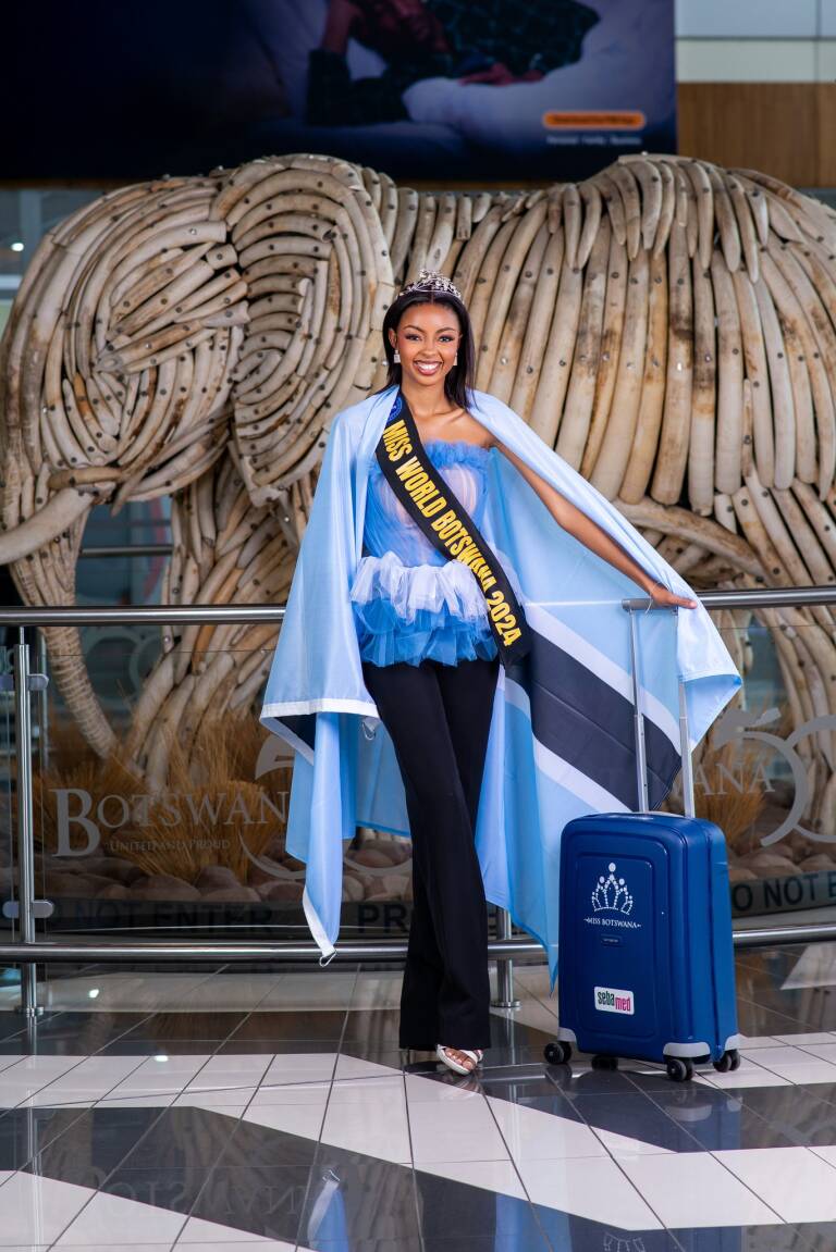 Miss World Botswana, Anicia Gaothusi Departs for the 72nd Miss World ...